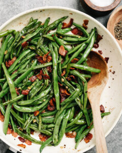 20-Minute Green Beans with Bacon and Garlic - Our Salty Kitchen