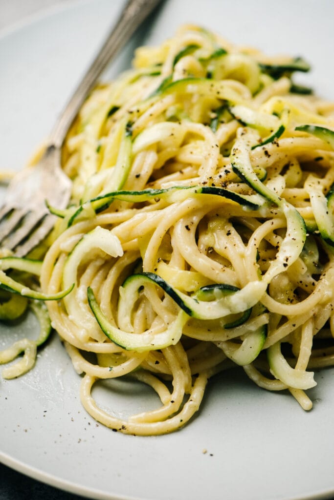 Zucchini Pasta (Cacio e Pepe Style) - Our Salty Kitchen