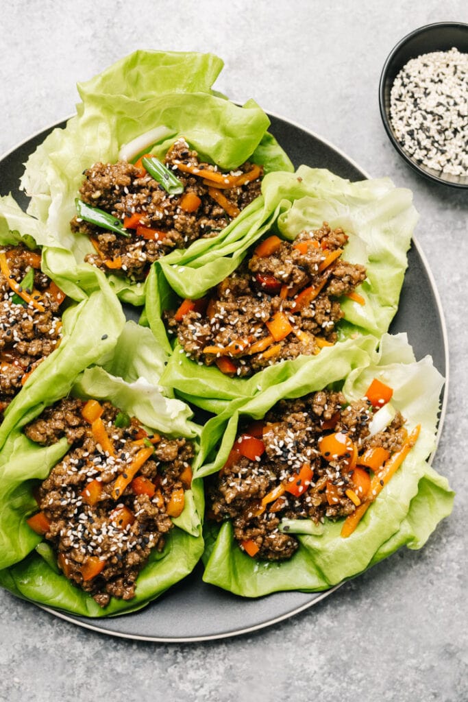 Asian-Style Ground Beef Lettuce Wraps - Our Salty Kitchen
