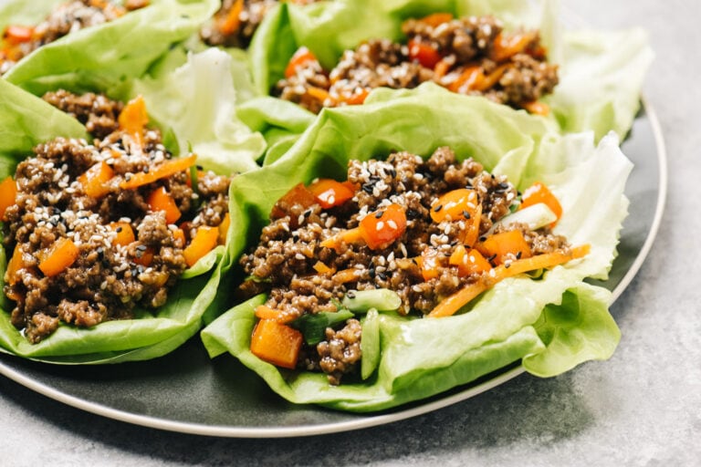 Asian-Style Ground Beef Lettuce Wraps - Our Salty Kitchen