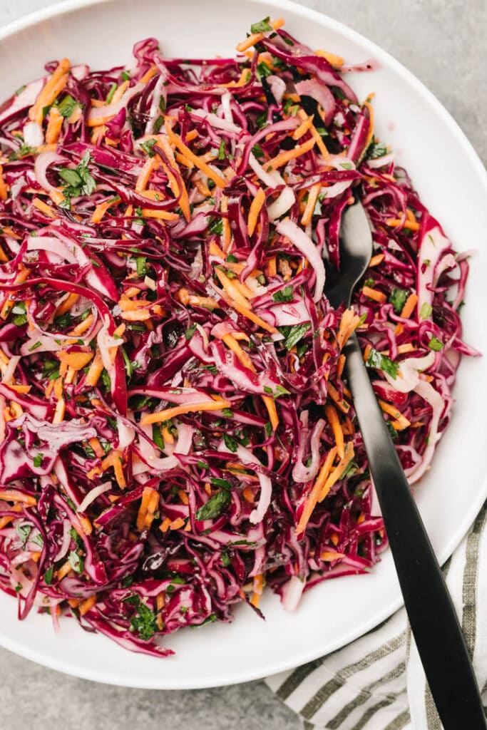 Tangy Apple Cider Vinegar Coleslaw - Our Salty Kitchen