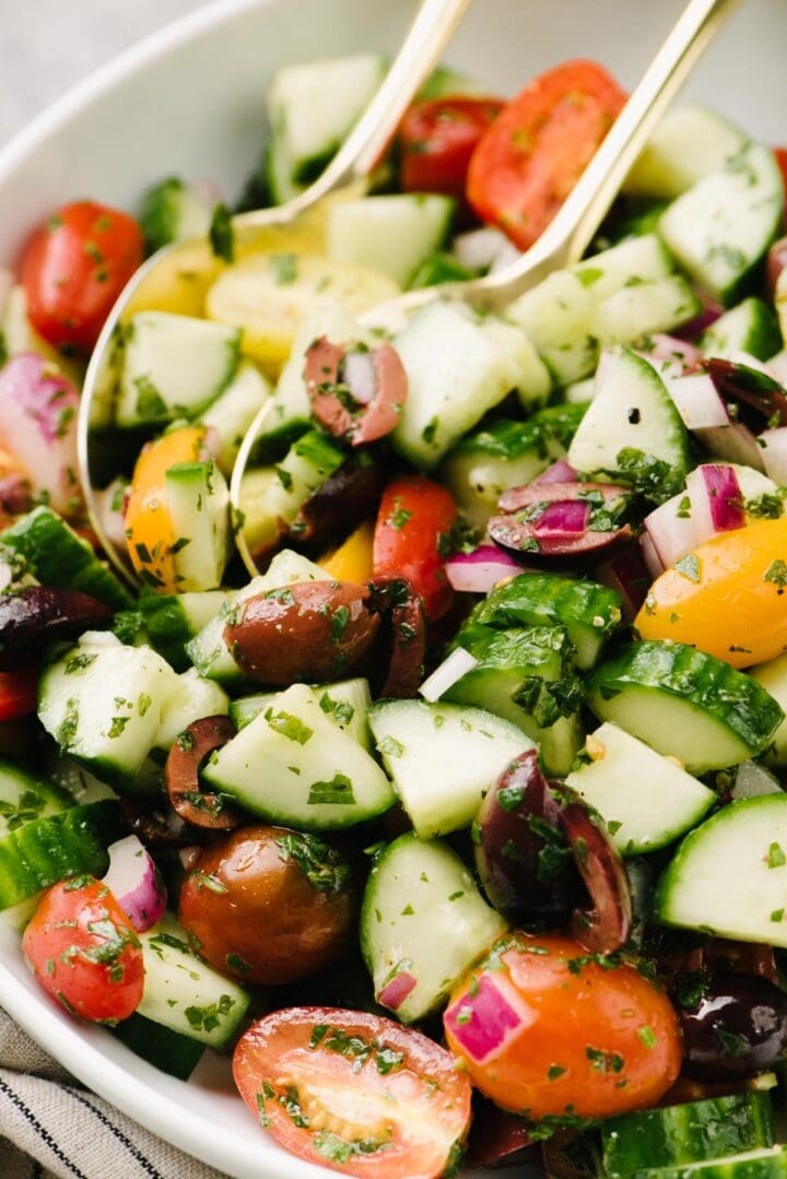 15-Minute Mediterranean Cucumber Salad - Our Salty Kitchen