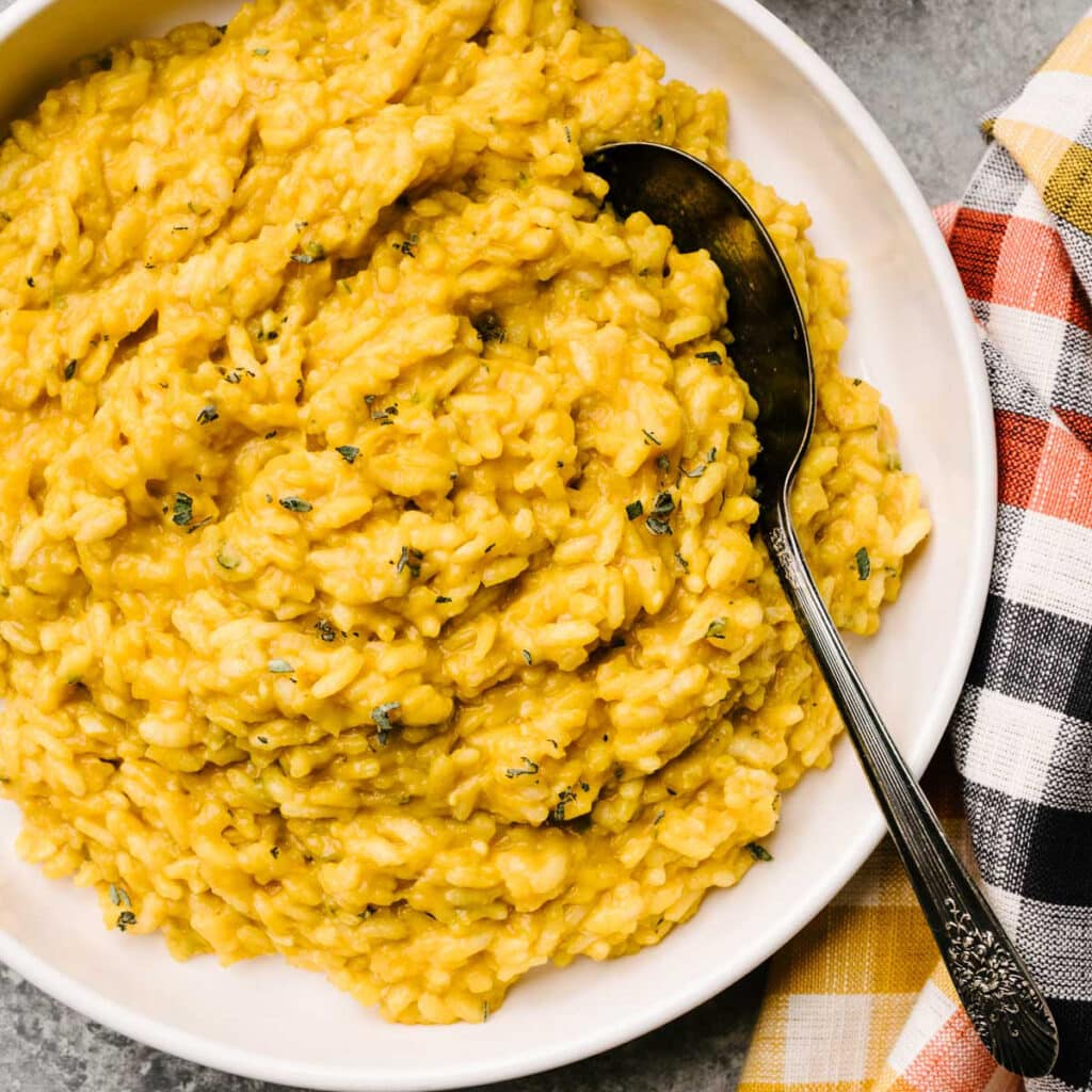 Pumpkin Risotto (Canned Pumpkin Puree) - Our Salty Kitchen
